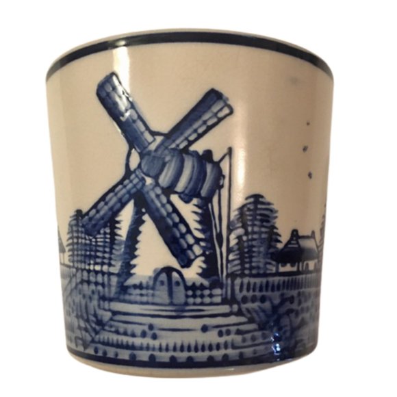 Kitchen | Vintage Windmill Crock Planter Pot Hand Painted Dutch Scenes ...